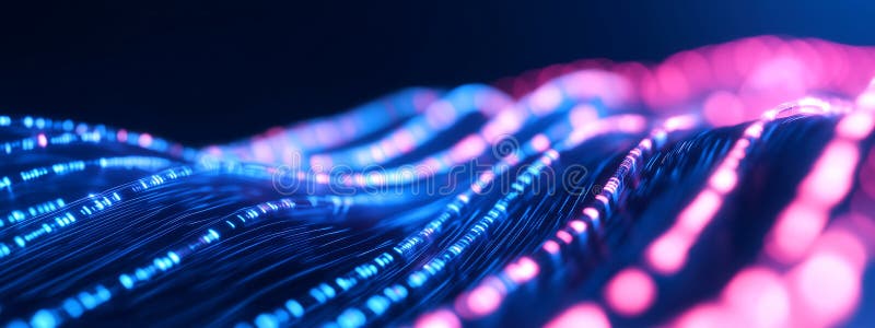 Abstract Visualization of Tech Data Stream with Flowing Wavy Lines in ...