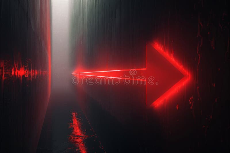 Abstract Visualization of a Vibrant Red Arrow Piercing through a Wall ...