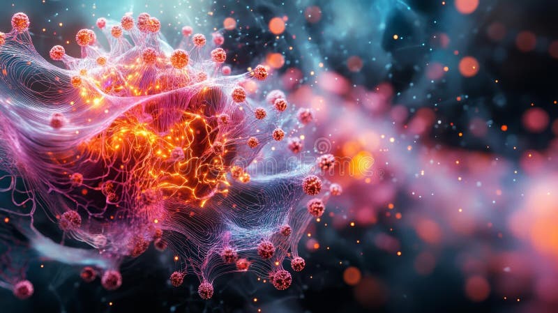 Abstract Visualization of a Virus Under Microscope Generative AI Stock Illustration ...