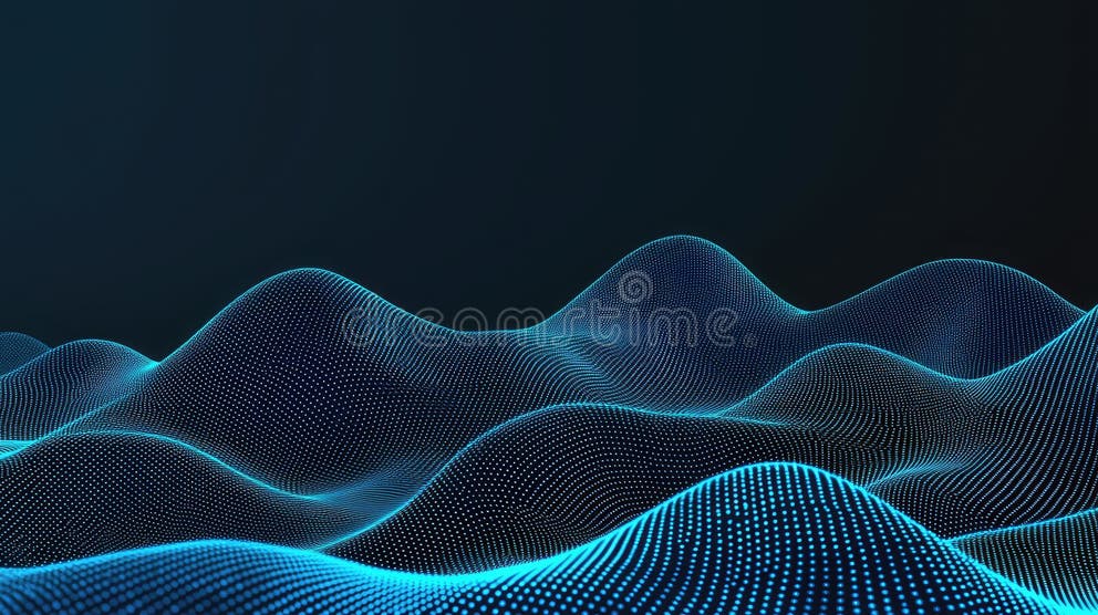 Futuristic Blue Wavy Data Network Landscape Technology Connection ...