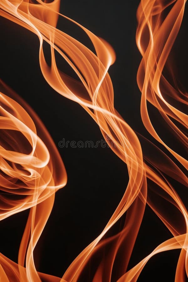 Abstract Vivid Fire Orange Flames on Black Background Dynamic Fire ...