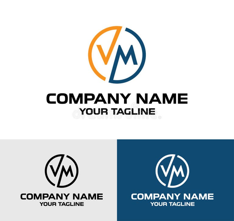 Abstract VM Letter Rounded Circel Shaped Vector Logo Desgin Stock ...