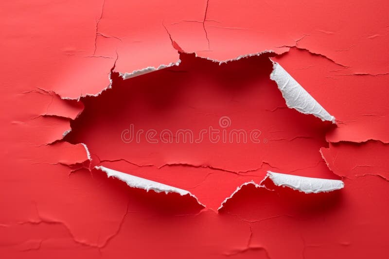 Abstract Void Red Paper with a Hole, Isolated on White Stock ...