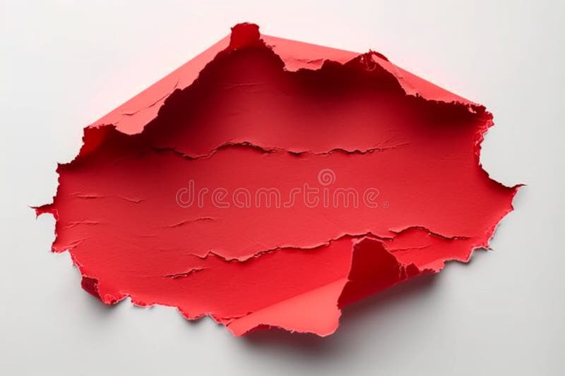 Abstract Void Red Paper with a Hole, Isolated on White Stock ...