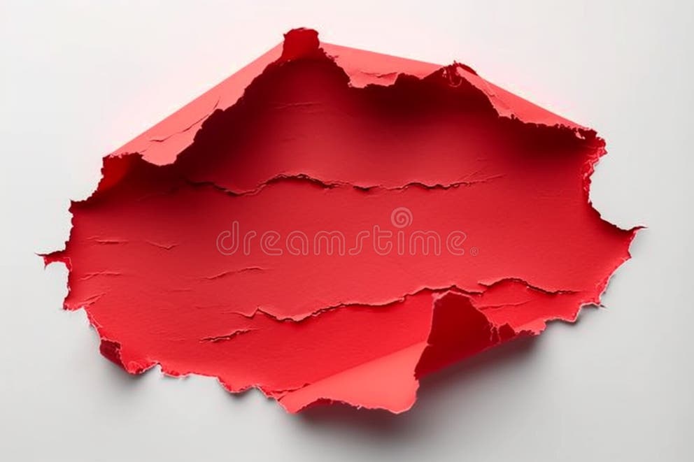 Abstract Void Red Paper with a Hole, Isolated on White Stock ...