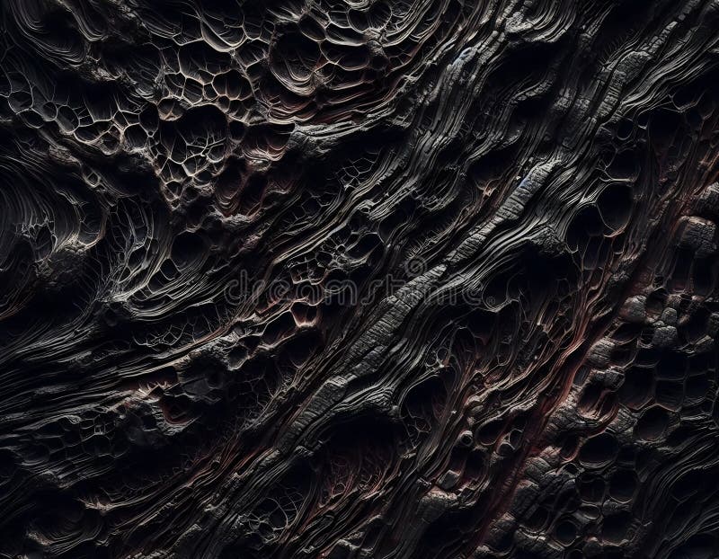 Abstract Volcanic Lava Texture: Dark and Red Flow Patterns Stock ...