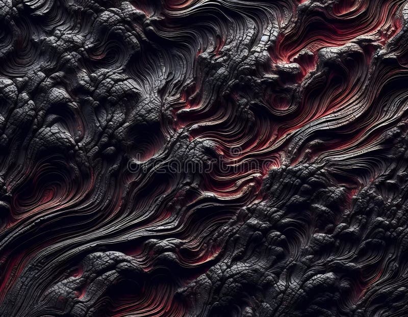 Abstract Volcanic Lava Texture: Dark and Red Flow Patterns Stock ...