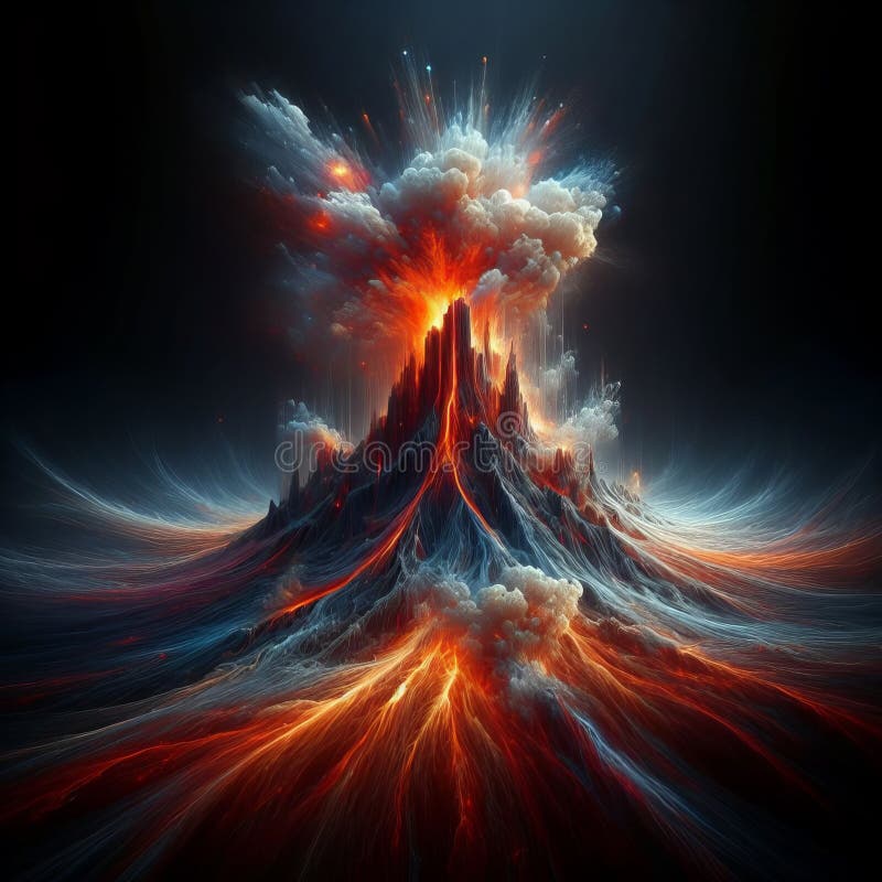 Abstract Volcano Eruption, Photorealisti Stock Illustration ...
