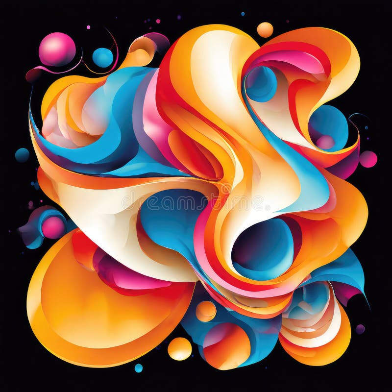 Abstract Volumetric Colorful Whimsical Surreal Shapes Composition Stock ...