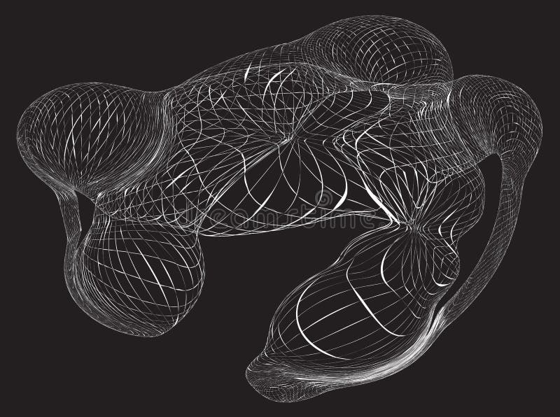 Abstract Volumetric Figure with a Mesh Surface Stock Vector ...