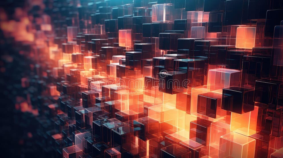 Abstract voxel data flow stock illustration. Illustration of transition ...