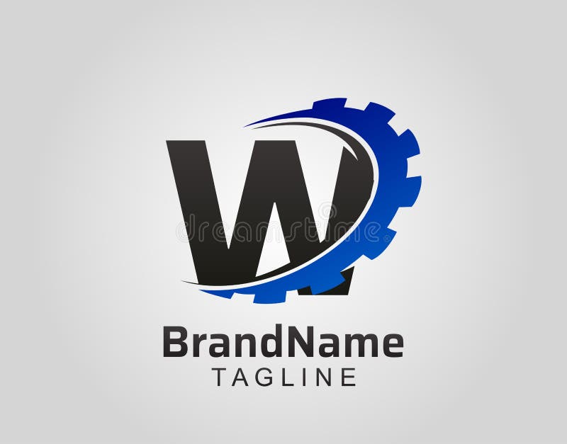 Abstract W Letter, W Gear Swoosh Logo Stock Vector - Illustration of ...