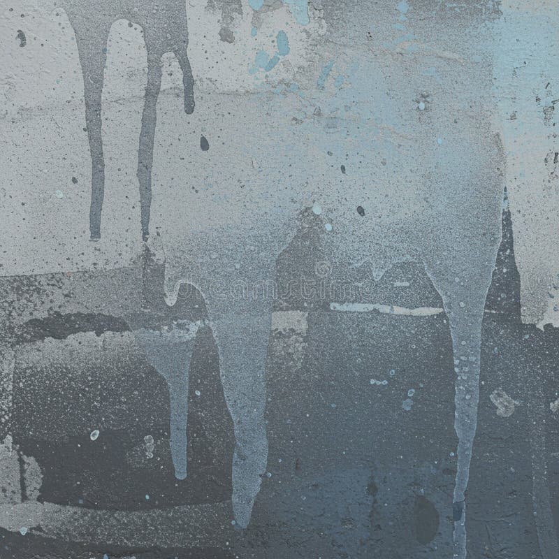 Abstract Wall Art Featuring Blue and Gray Paint Drips on a Textured ...