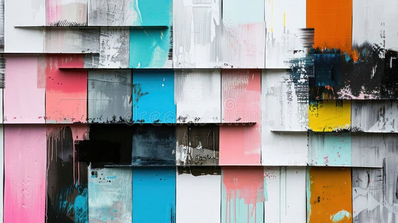 Abstract Wall Art Featuring Layered Colors and Textures, Creating a ...