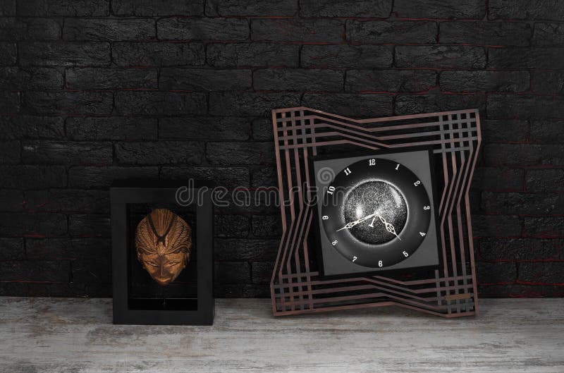 Abstract Wall Clock on Black Stock Photo - Image of abstract, retro ...