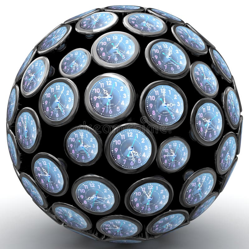 Abstract Wall Clock in Form of Sphere Stock Illustration - Illustration ...