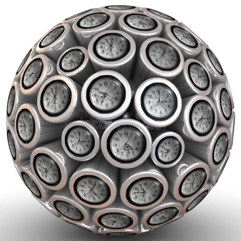 Abstract Wall Clock in Form of Sphere Stock Illustration - Illustration ...