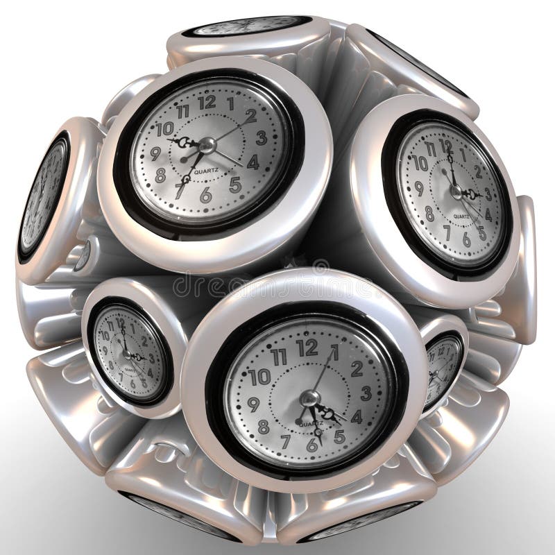 Abstract Wall Clock in Form of Sphere Stock Illustration - Illustration ...