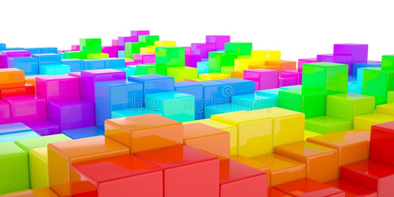 3d Colored Cubes Background Stock Illustration - Illustration of glow ...