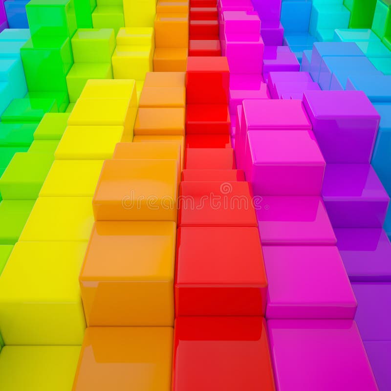 Abstract Wall of Colored Cubes Stock Illustration - Illustration of ...