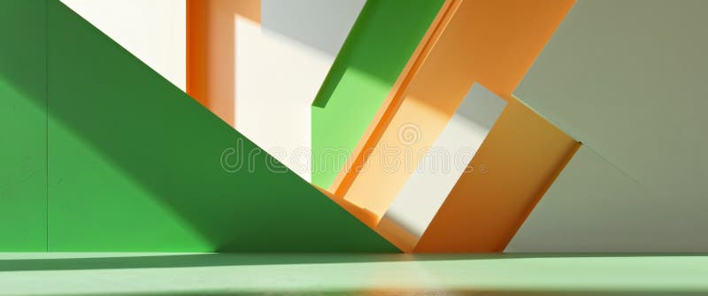 Abstract Wall Design Featuring Green Orange and Cream Colors Stock ...
