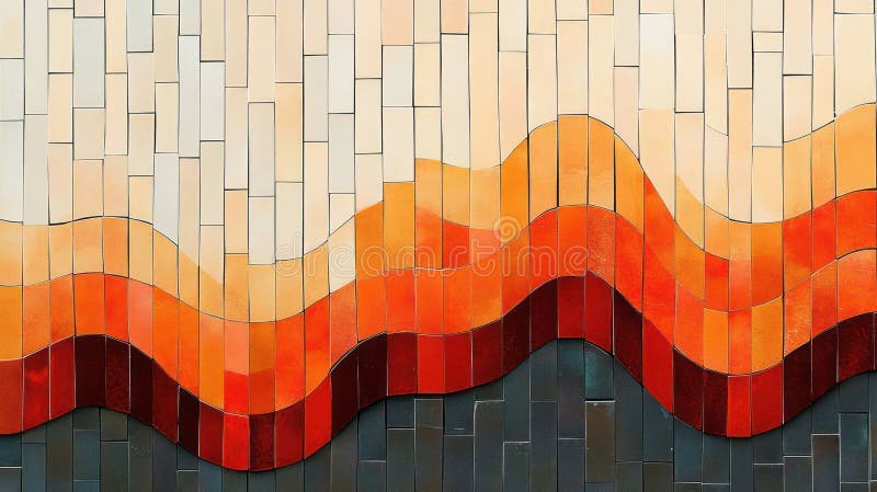 Abstract Wall Design Featuring Wavy Patterns in Warm Colors and Smooth ...
