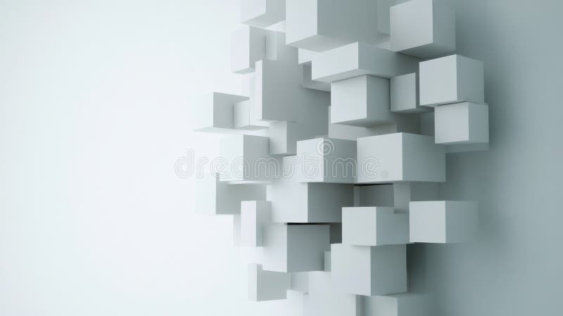 Abstract Wall Design Featuring White Cubes Arranged in Unique Patterns ...