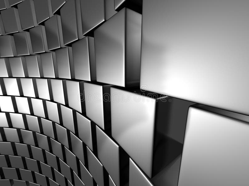 Abstract Wall of Metallic Silver Cubes Stock Illustration ...