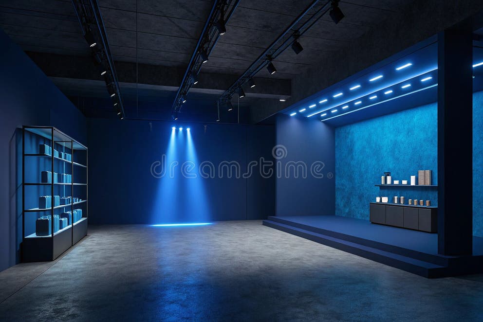 Abstract Wall Studio Room Blue Background-generated by Ai Stock ...