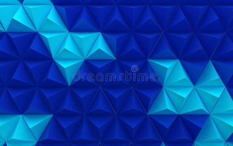 Abstract Wall with Triangular Shapes in Blue, 3d Render Stock ...
