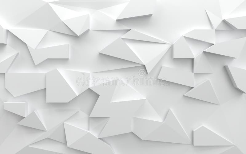 Abstract Wall with Triangular Shapes in White, 3d Render Stock ...