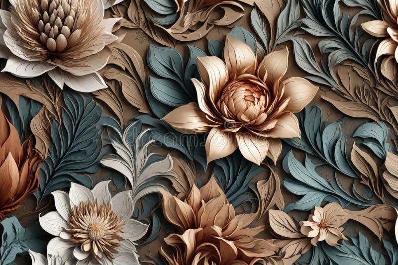 Abstract Wallpaper with Embossed Flowers and Beautiful Colors Stock ...