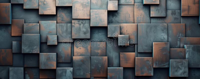 Abstract Geometric Wallpaper with Dark Grey and Brown Textured Cubes Stock Image - Image of ...