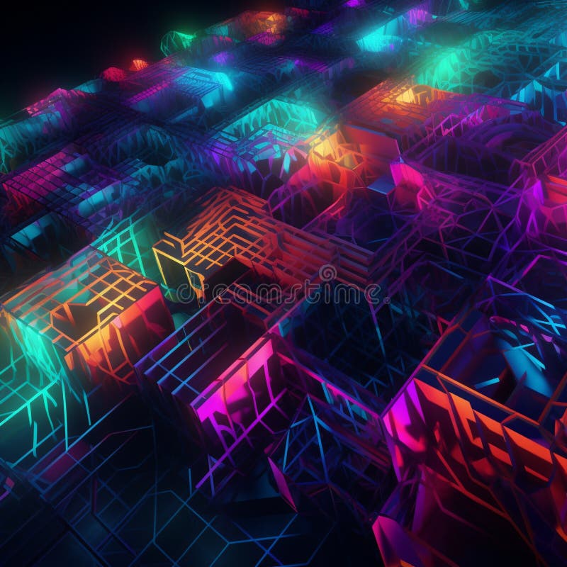 Intricate Neon Patterns Abstract Wallpaper Stock Illustration ...