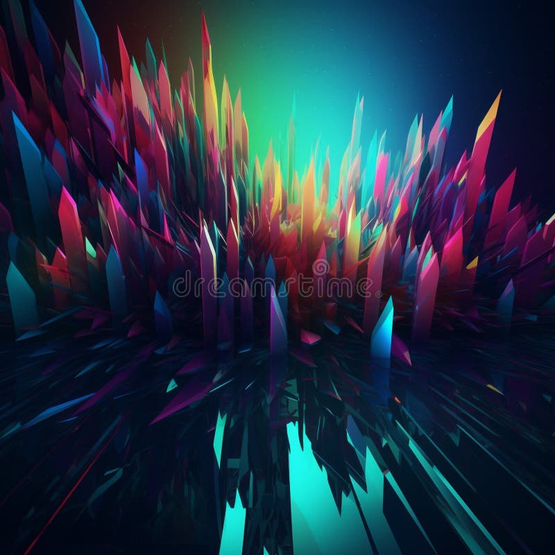 Jagged Neon Shapes Abstract Wallpaper Stock Illustration - Illustration ...