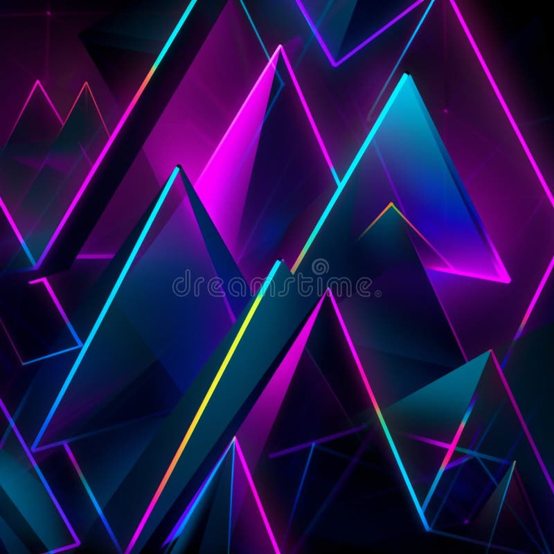 Overlapping Neon Triangles Abstract Wallpaper Stock Illustration ...