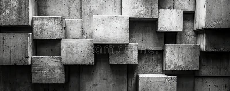 Abstract Wallpaper with Gray Concrete Blocks in Various Sizes Creating ...