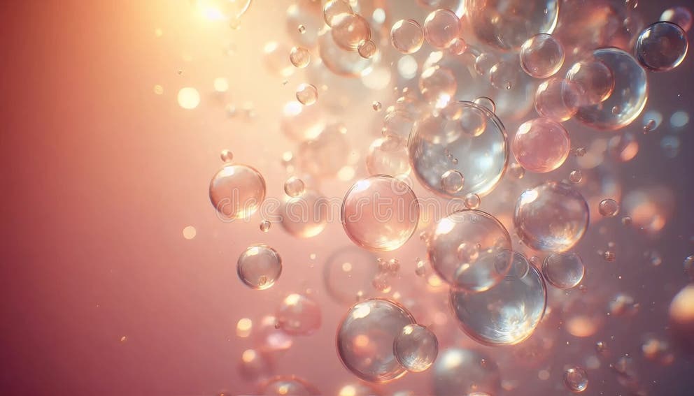 Translucent Pastel Glass Bubbles Floating in Peach-colored Light ...