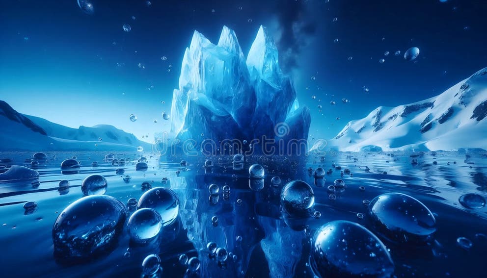 Antarctic Liquid Glass Iceberg with Trapped Sapphire Bubbles, Polar ...