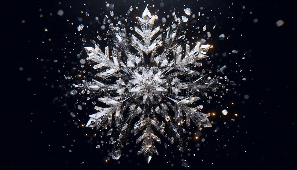 Crystalized Liquid Glass Snowflake, Diamond Dust Sparkles, Black ...