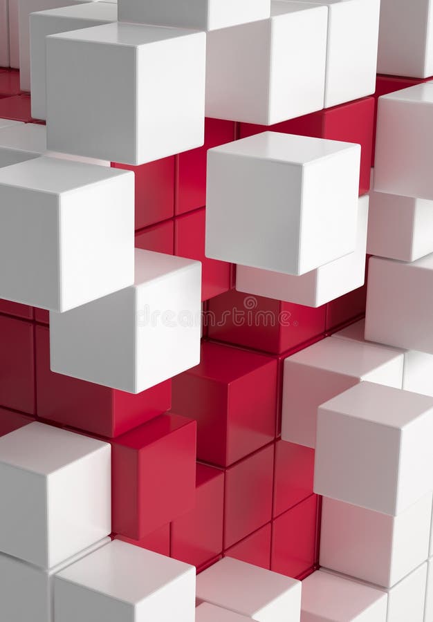 Abstract Wallpaper of Red and White Cubes Stock Illustration ...