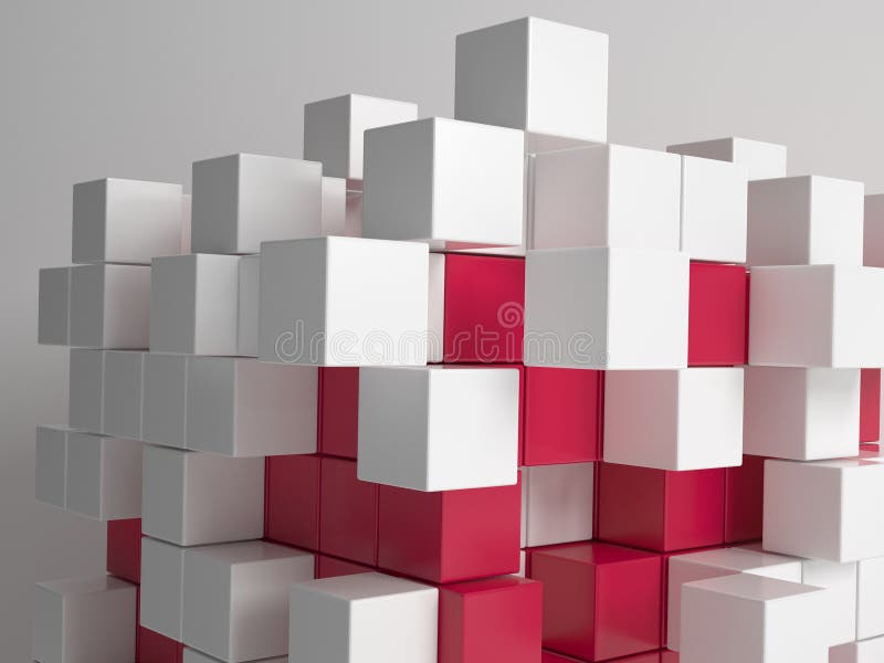Abstract Wallpaper of Red and White Cubes Stock Illustration ...