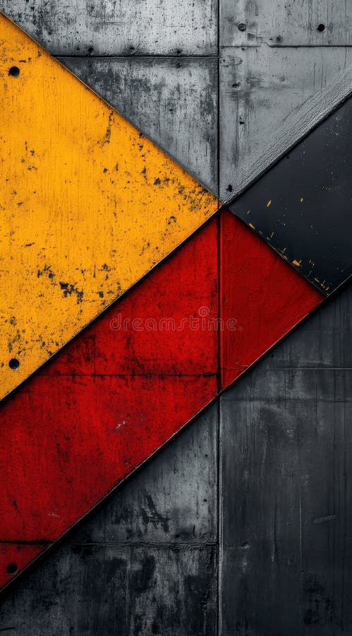 Abstract Industrial Design with Geometric Patterns of Red, Yellow, and ...