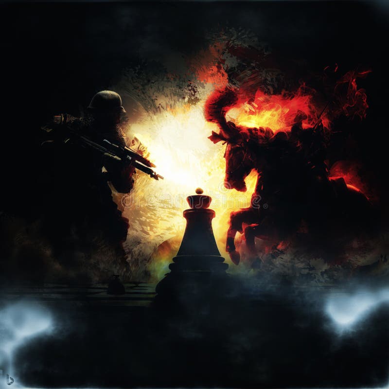 Abstract War on a Chessboard Stock Illustration - Illustration of fight ...