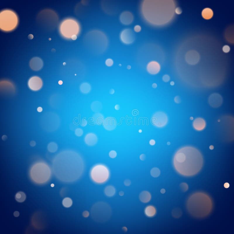 Abstract Warm Bokeh Effect on Blue Background. Gold Glitter Lights ...