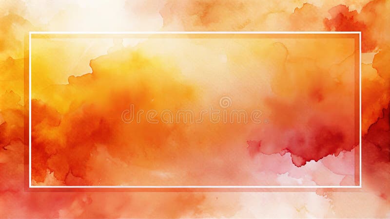 Abstract Warm Hues Watercolor Background with White Rectangle Frame for ...