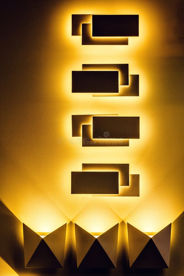 Abstract Warm Lights Glowing from Bottom and on Wall Stock Image ...