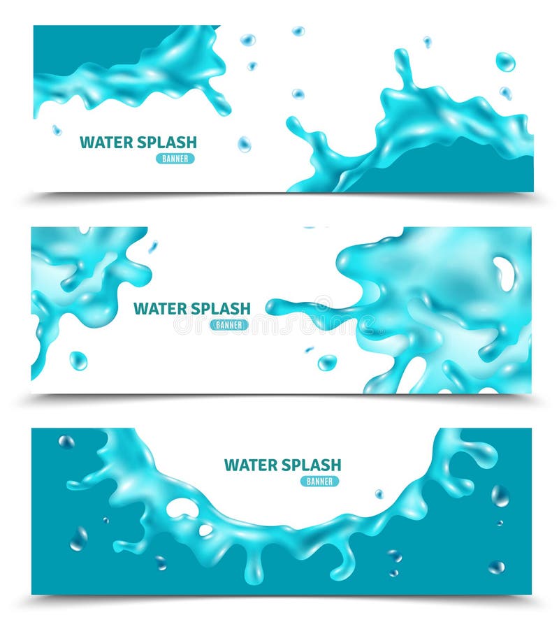 Abstract Water Blue Splashes Banners Stock Vector - Illustration of ...