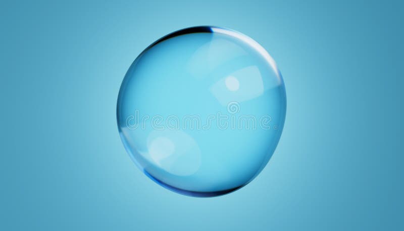 Abstract Water Bubble on Blue Background. Blue Distorted Droplet ...
