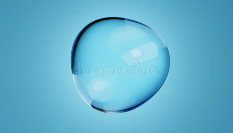 Abstract Water Bubble on Blue Background. Blue Distorted Droplet ...